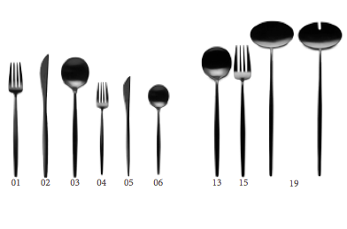 Couverts Cutipol Moon noir Mat brossés